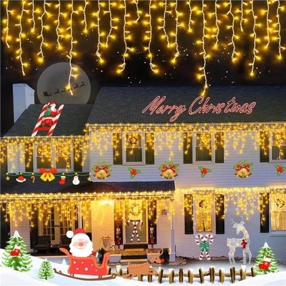 Holiday | 40 Led Icicle Lights Outdoor 33ft 80 Drops Icicle Christmas ...